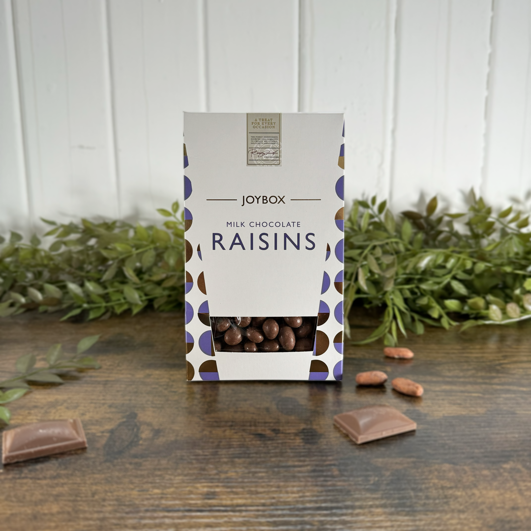Joypots | Joybox Milk Chocolate Covered Raisins 150g – The Chocolate Shop